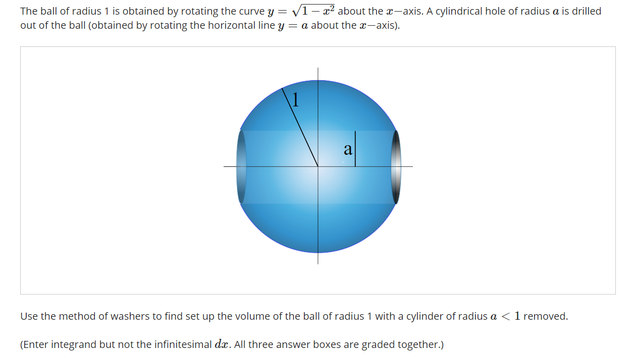 Solved The ball of radius 1 is obtained by rotating the | Chegg.com