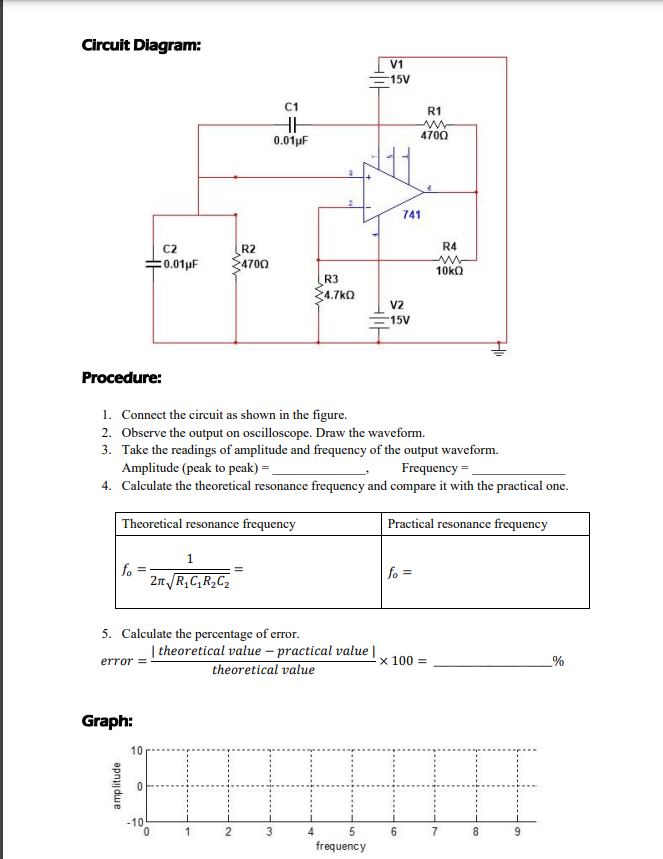 Solved Procedure: 1. Connect the circuit as shown in the | Chegg.com