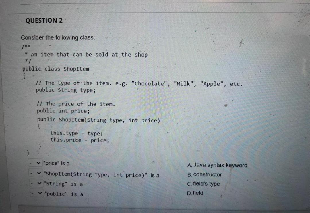 Solved Consider the following class: /** * An item that | Chegg.com
