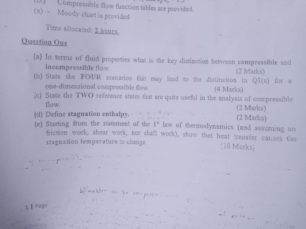 Solved (x) - Compressible flow function tables are provided. | Chegg.com