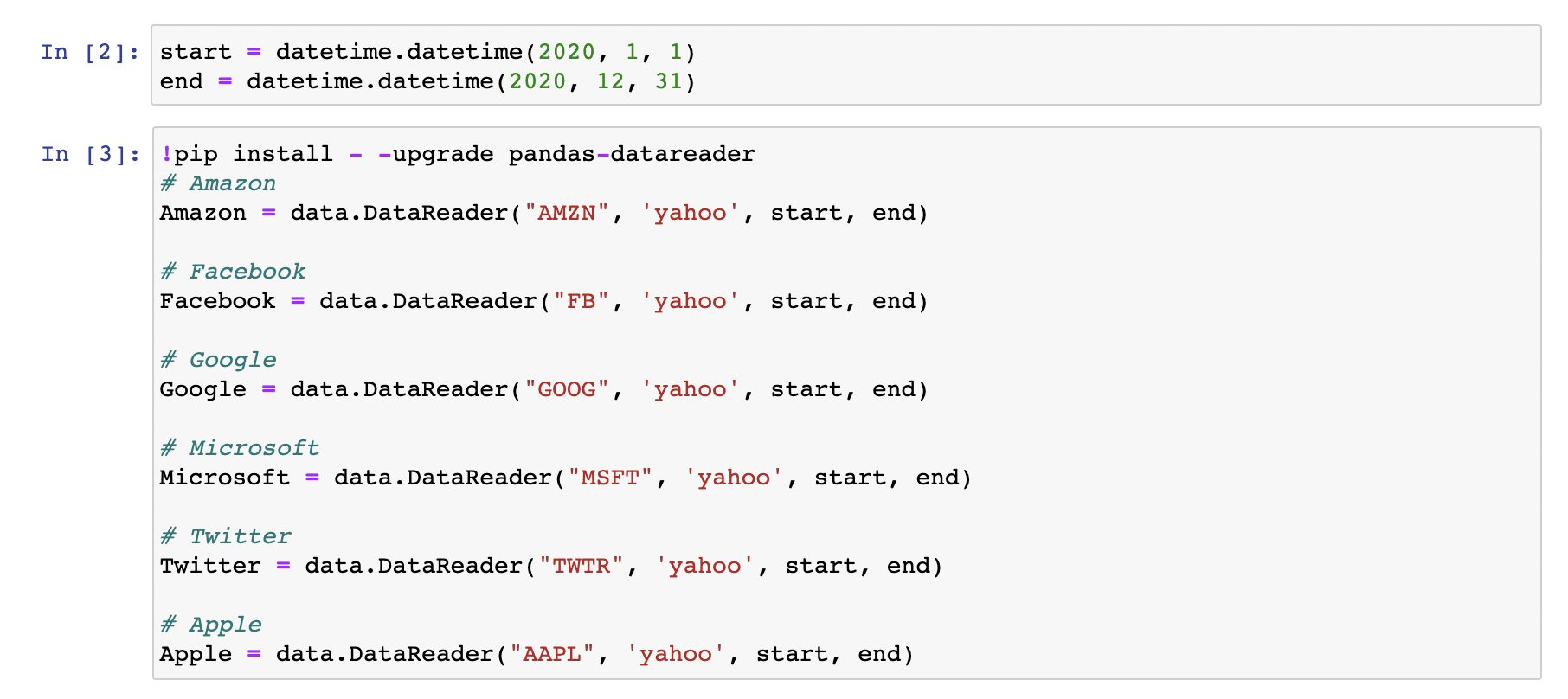Solved We need to get data using pandas datareader. We will | Chegg.com
