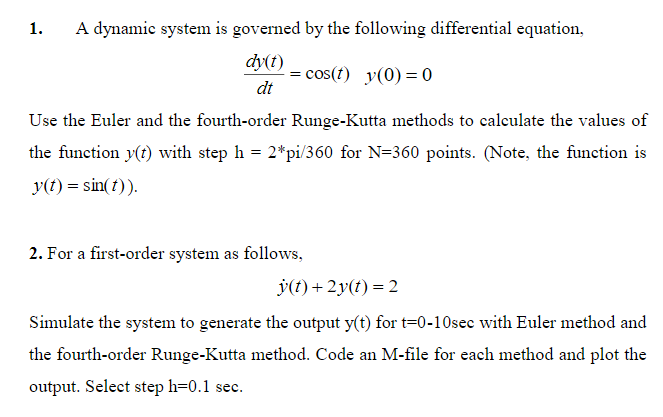 1. A dynamic system is governed by the following | Chegg.com