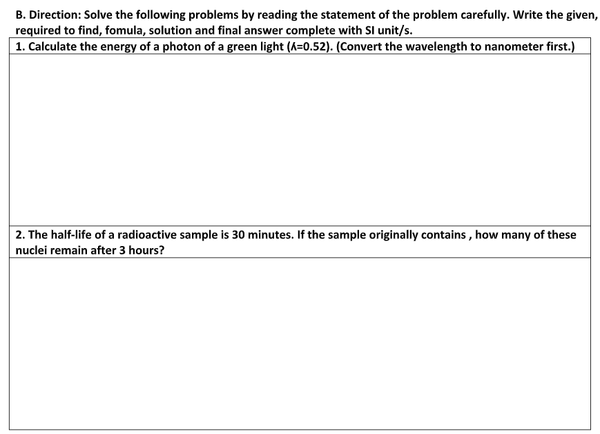 Solved B. Direction: Solve the following problems by reading | Chegg.com