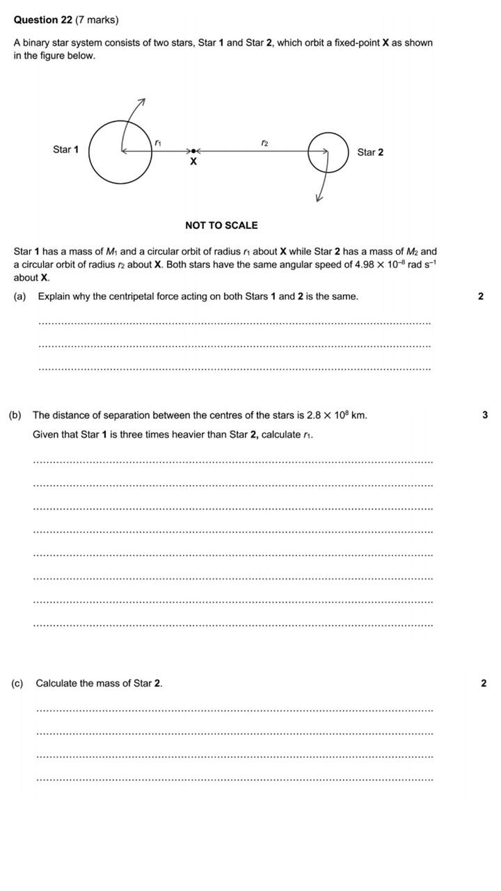 Solved A binary star system consists of two stars, Star 1 | Chegg.com