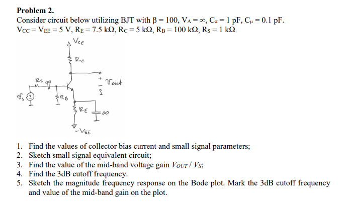 Solved Problem 2. Consider circuit below utilizing BJT with | Chegg.com