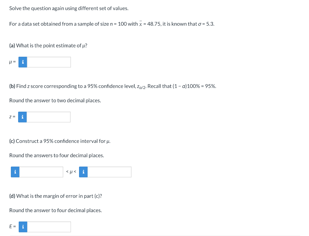 Solved Solve the question again using different set of | Chegg.com
