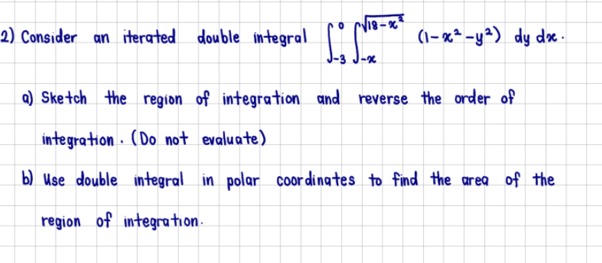 Solved 2) Consider an iterated double integral ) (S*** (1-x2 | Chegg.com