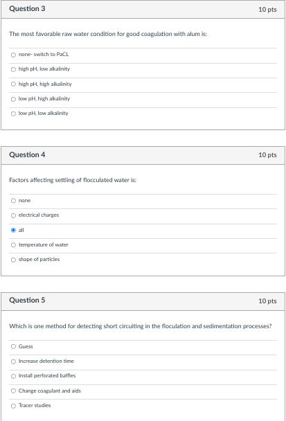 Solved The most favorable raw water condition for good | Chegg.com