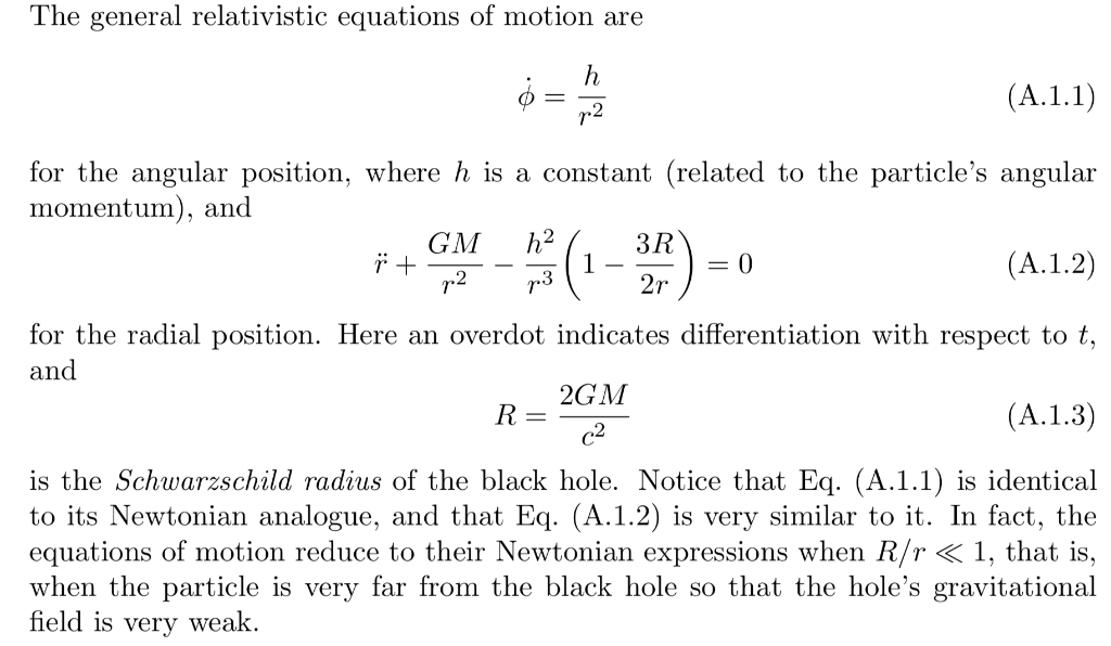 Solved The general relativistic equations of motion are h | Chegg.com