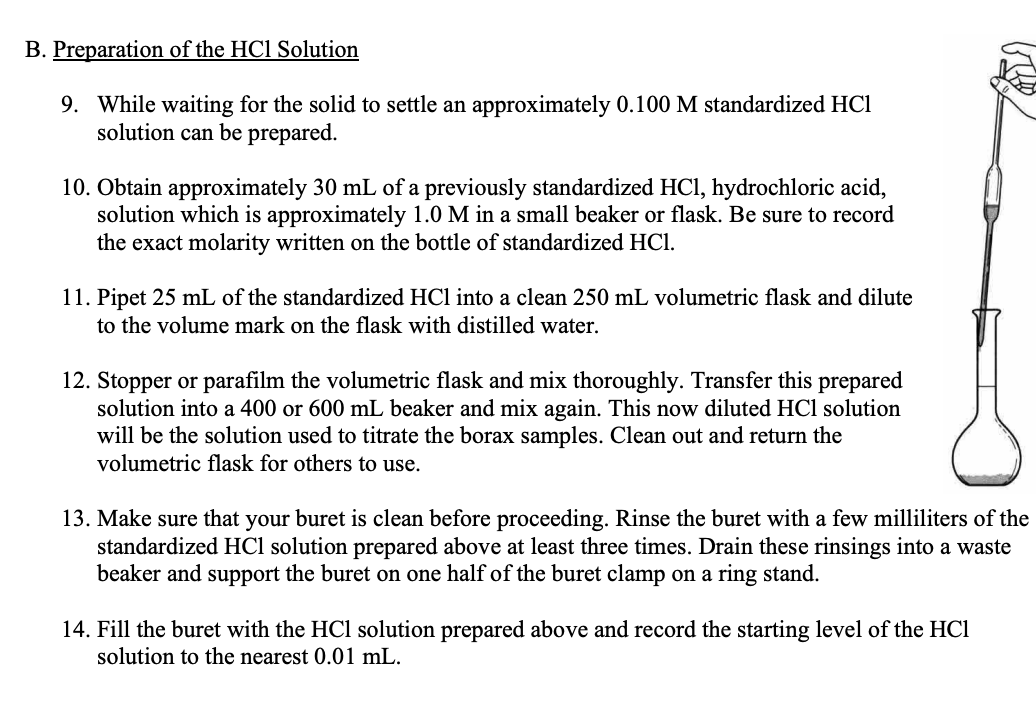 Solved B. Preparation of the HC1 Solution 9. While waiting | Chegg.com