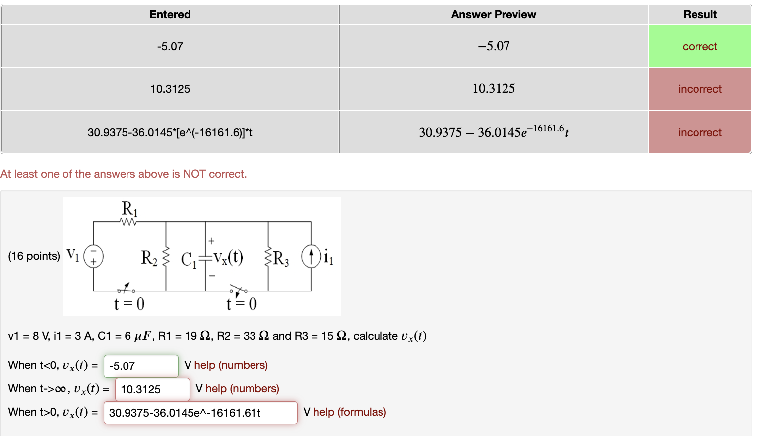 Solved At least one of the answers above is NOT correct. (16 | Chegg.com