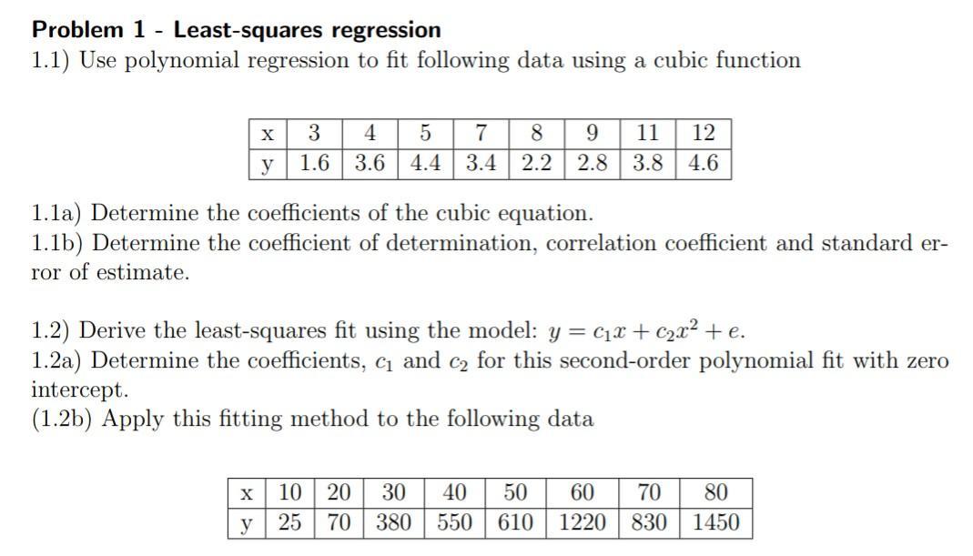 Solved Problem 1 - Least-squares regression 1.1) Use | Chegg.com
