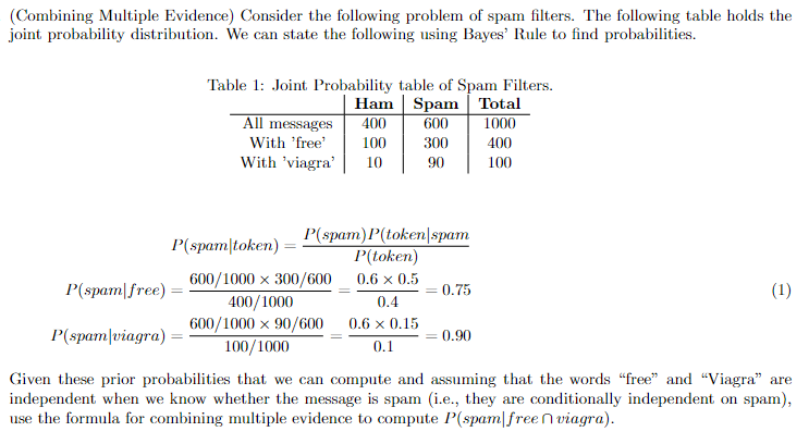 Solved (Combining Multiple Evidence) Consider the following | Chegg.com
