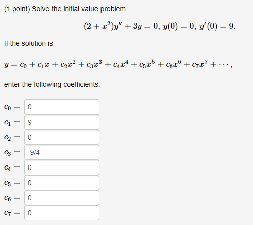 Solved by an EXPERT (1 ﻿point) ﻿Solve the initial value | Chegg.com