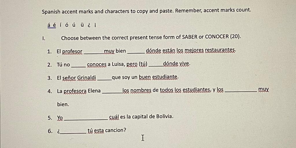 Spanish accent marks and characters to copy and | Chegg.com