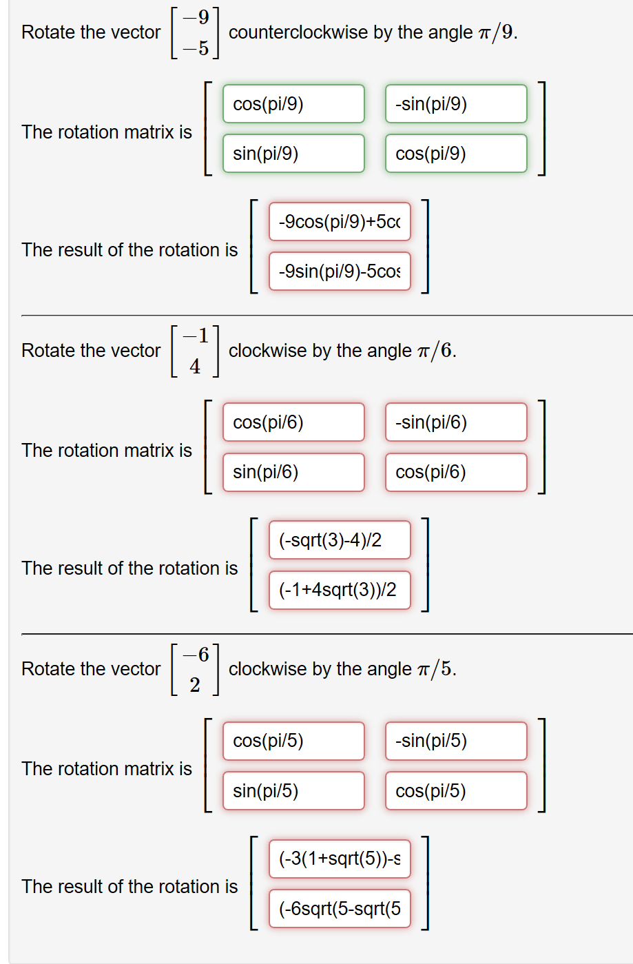 Solved Rotate the vector counterclockwise by the angle a/9. | Chegg.com