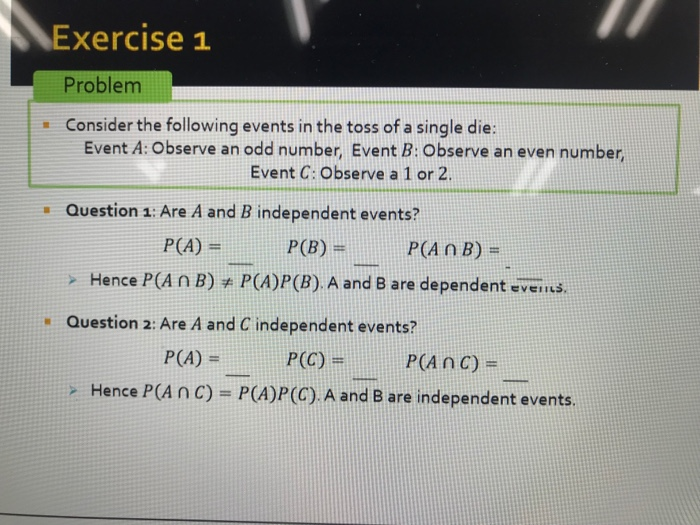 Solved Exercise 1 Problem Consider the following events in | Chegg.com