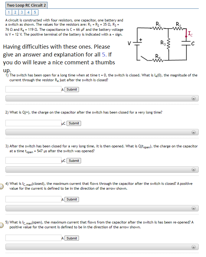 Solved Two Loop RC Circuit 2 1 2 3 4 5 A circuit is | Chegg.com