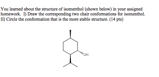 Solved You learned about the structure of isomenthol (shown | Chegg.com