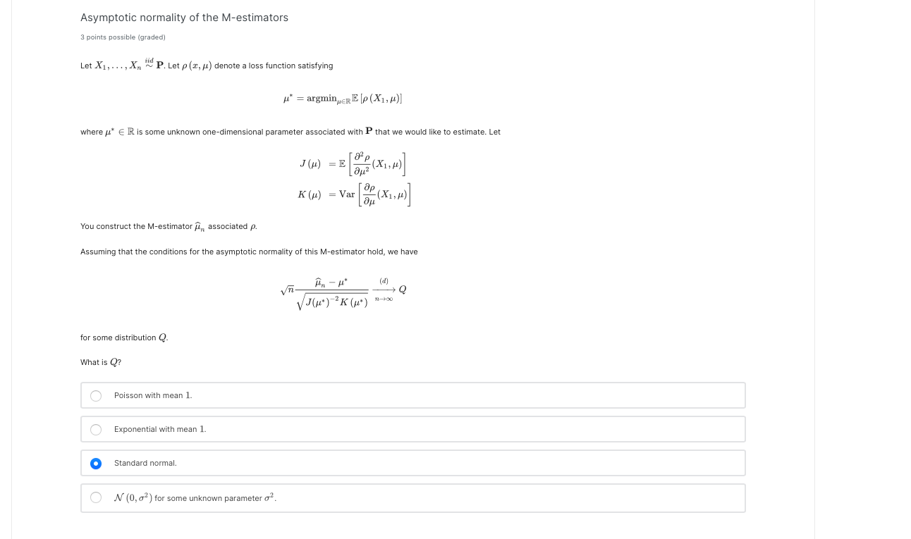Solved Asymptotic normality of the M-estimators 3 points | Chegg.com