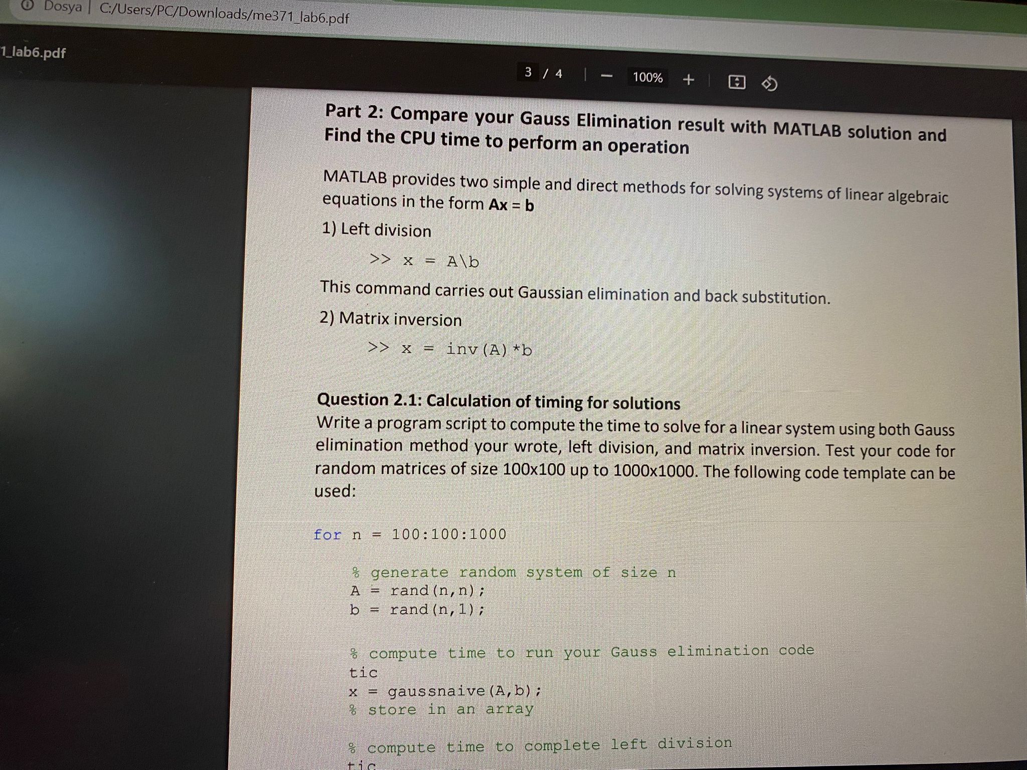 Solved END DO \% Back Substitution xn=bn/An,n DO i=n−1,−1,1 | Chegg.com