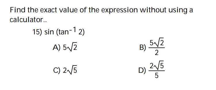 Solved Find the exact value of the expression without using | Chegg.com