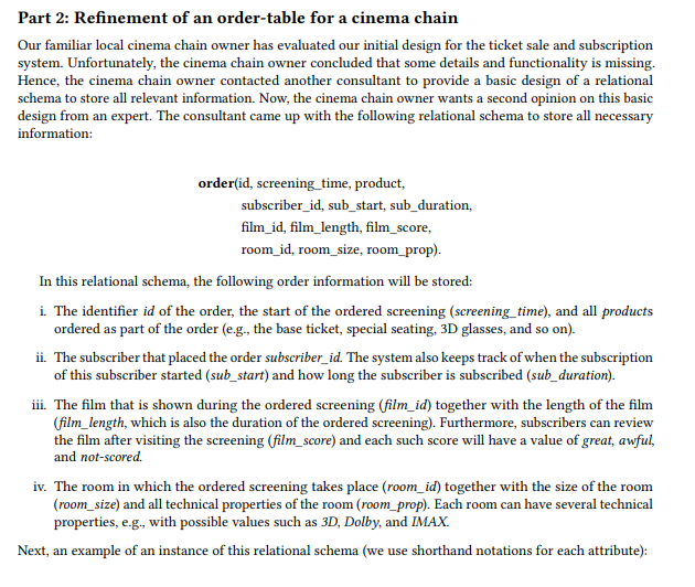 Solved Part 2: Refinement of an order-table for a cinema | Chegg.com