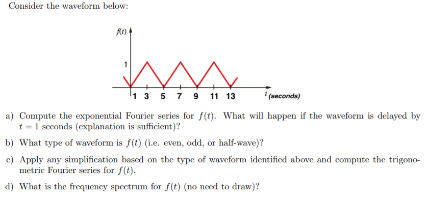 Solved Consider the waveform below: 1 3 5 7 9 11 13 | Chegg.com