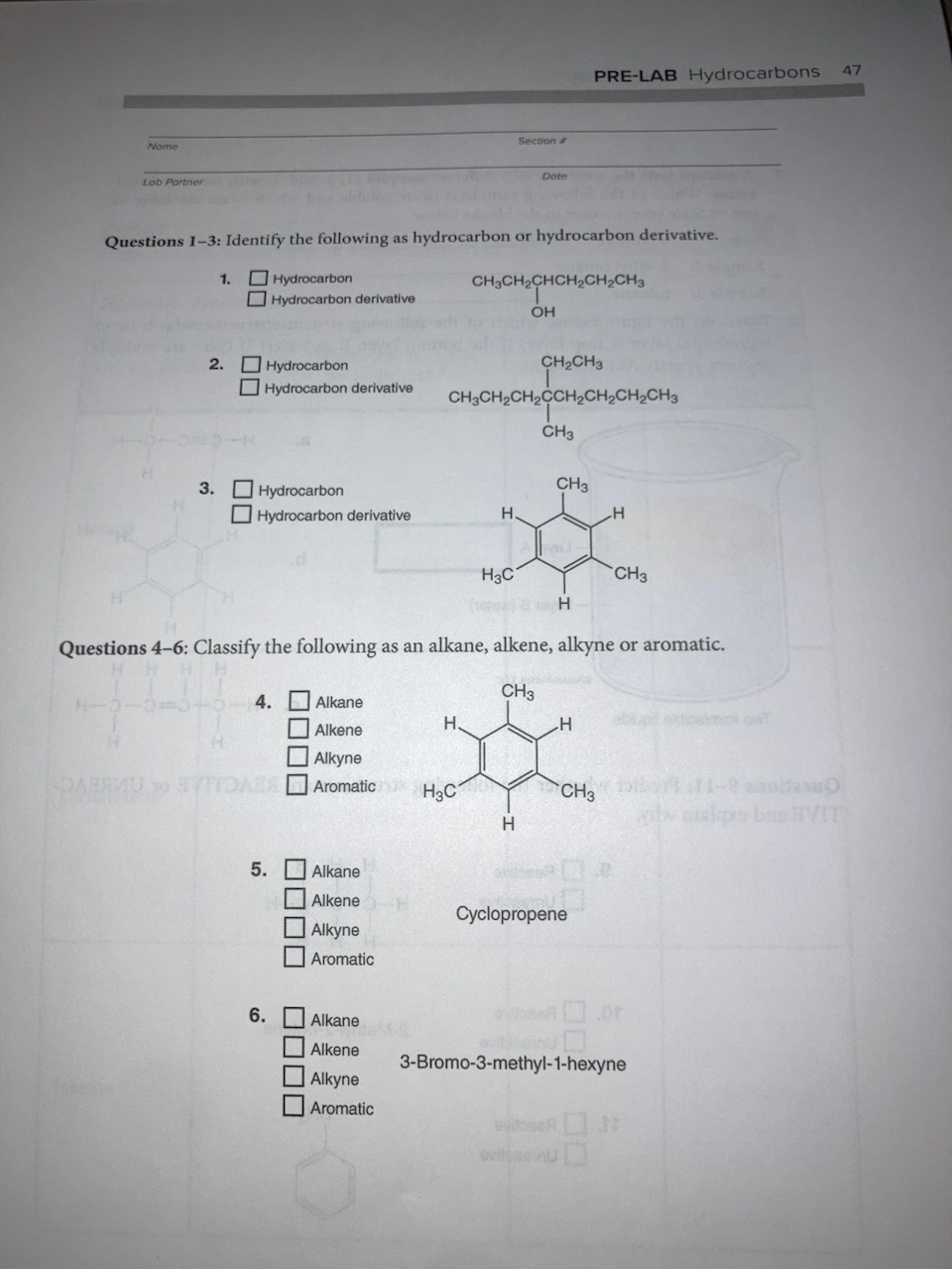 Solved Questions 1-3: Identify the following as hydrocarbon | Chegg.com