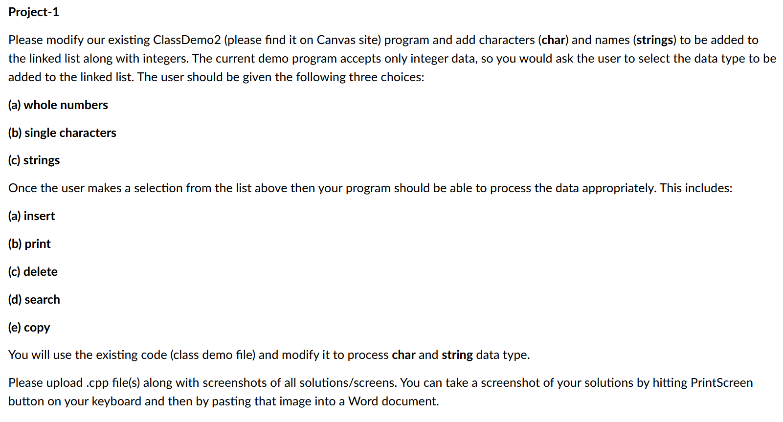 Solved Project-1 Please modify our existing ClassDemo 2 | Chegg.com