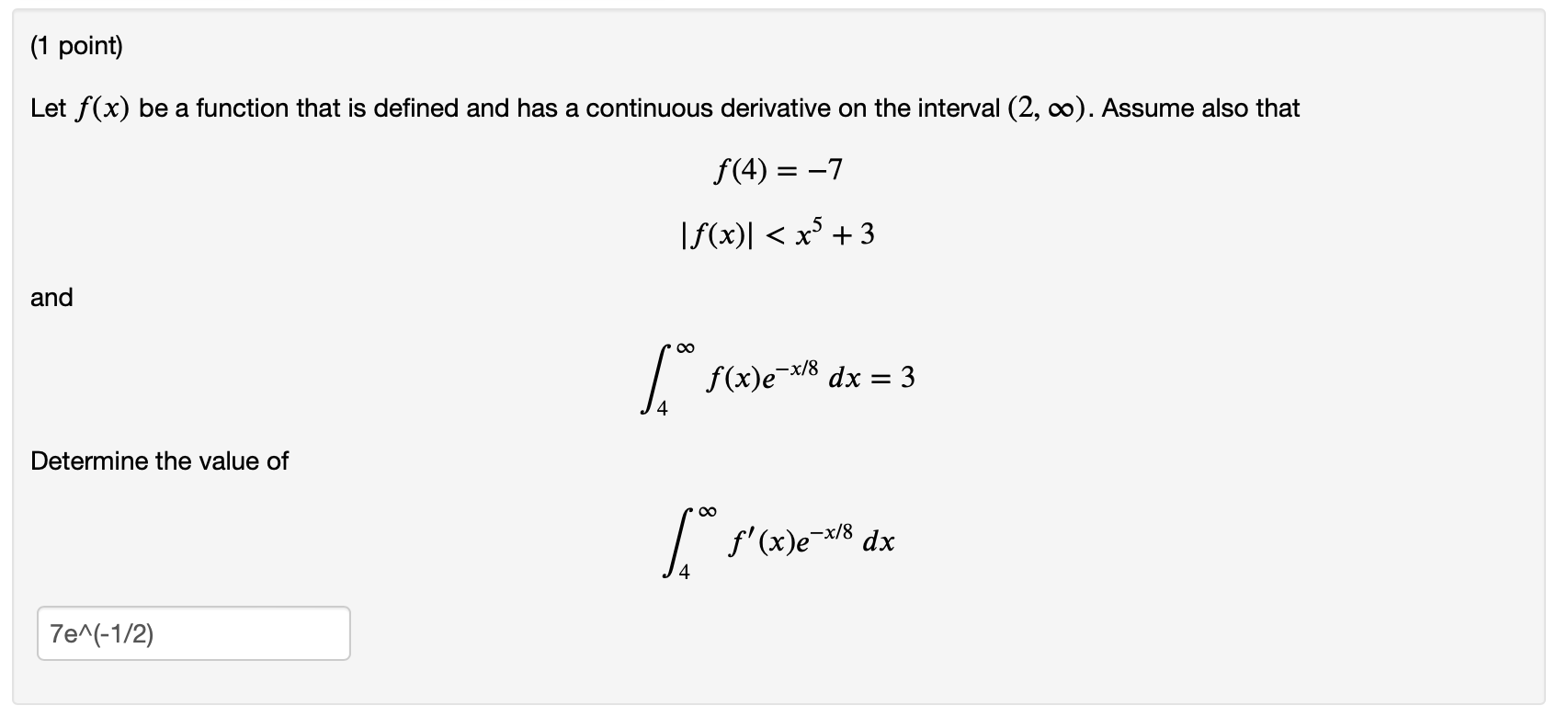 Solved (1 ﻿point)Let f(x) be ﻿a function that is ﻿defined | Chegg.com