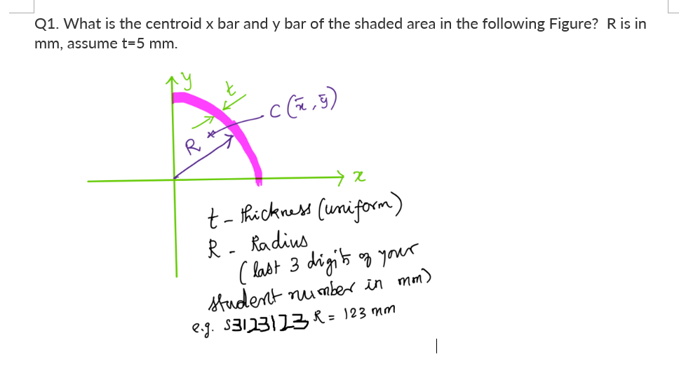 Solved Q1. What is the centroid x bar and y bar of the | Chegg.com
