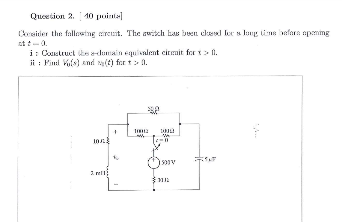 Solved Question 2. [ 40 ﻿points]Consider the following | Chegg.com