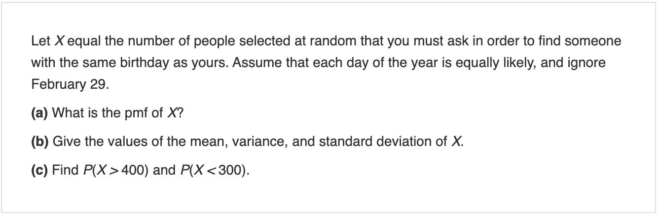 Solved Let X equal the number of people selected at random | Chegg.com