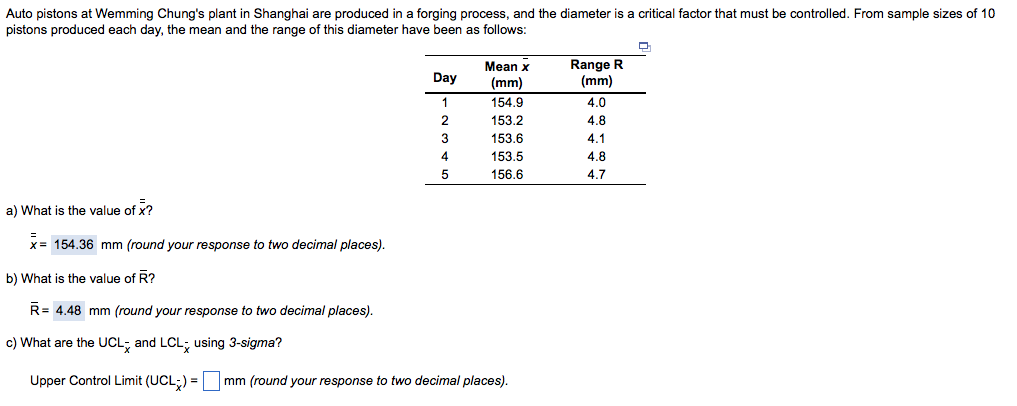 Solved ?c) What are the UCLx and LCLx using ?3-sigma?? Upper | Chegg.com