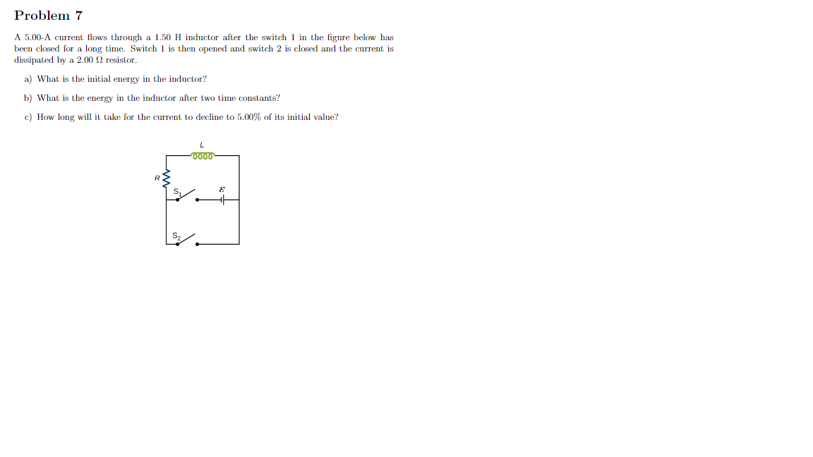 Solved A 5.00-A current flows through a 1.50H inductor after | Chegg.com