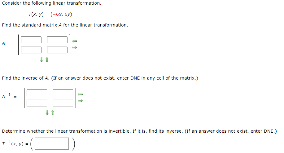 Solved Consider the following linear transformation. | Chegg.com