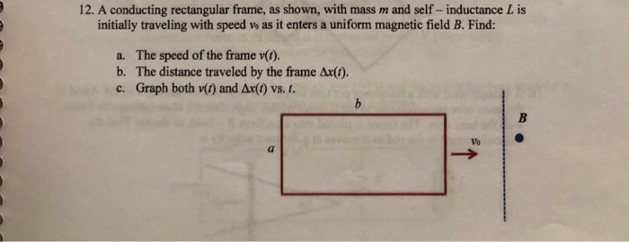 Solved 12. A conducting rectangular frame, as shown, with | Chegg.com