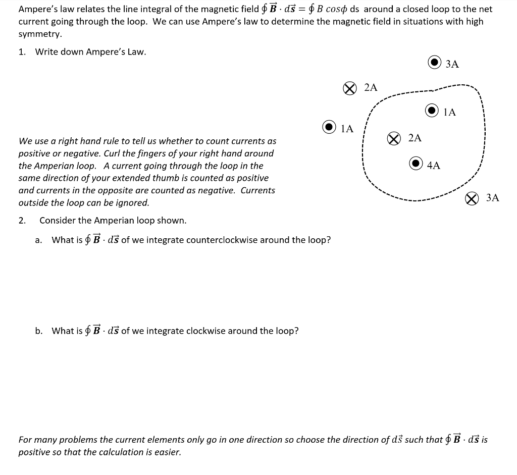 Solved Ampere's law relates the line integral of the | Chegg.com