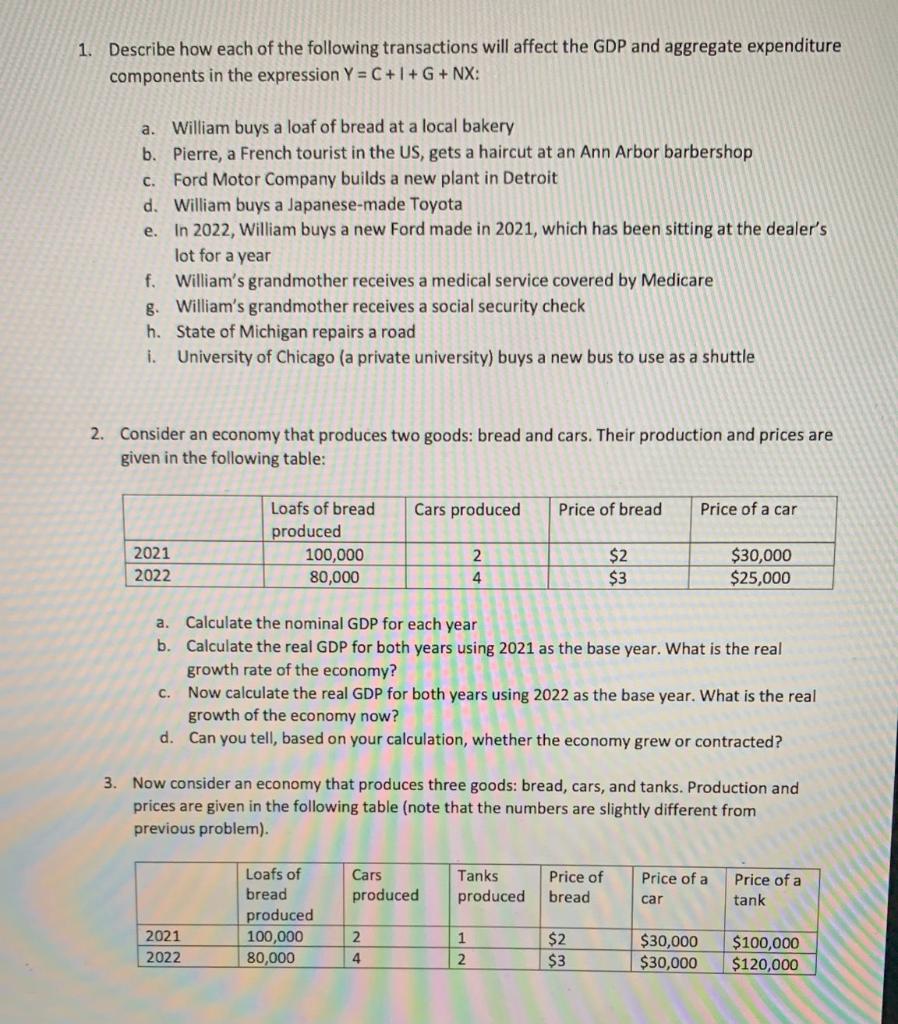 Solved 1. Describe how each of the following transactions | Chegg.com