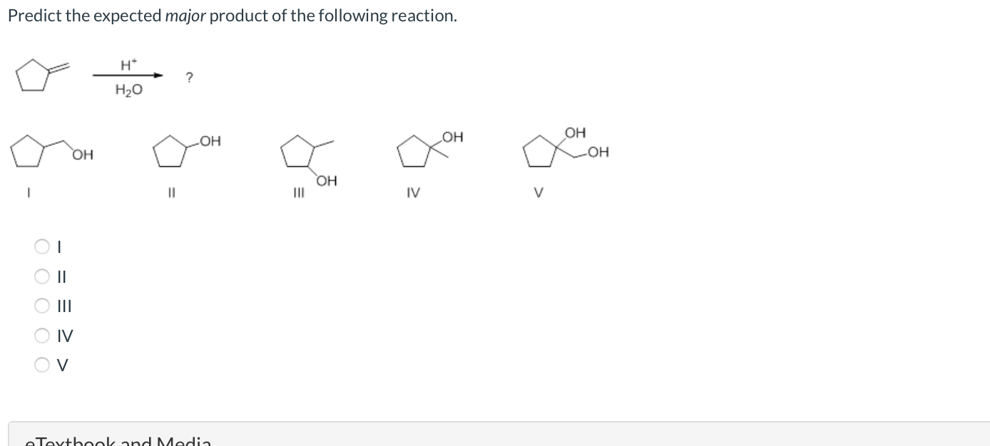 Solved Predict the expected major product of the following | Chegg.com