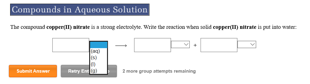Solved Compounds in Aqueous Solution The compound copper(II) | Chegg.com