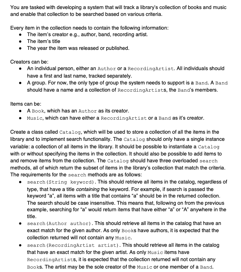 Solved Use Java and add junit test cases Objectives: Use | Chegg.com