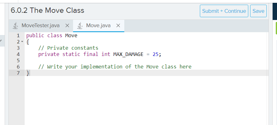 Solved public class Move \{ // Private constants private | Chegg.com