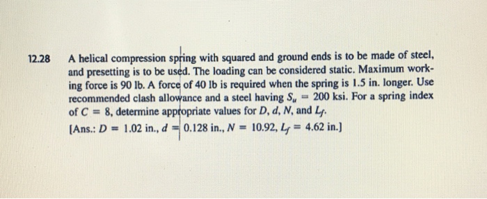 Solved A helical compression spring with squared and ground | Chegg.com