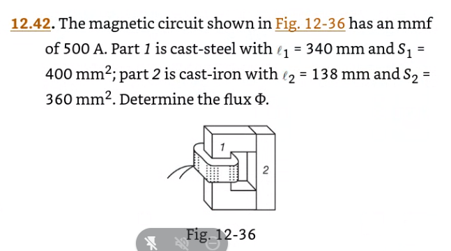 Solved 12.42. The magnetic circuit shown in Fig. 12-36 has | Chegg.com