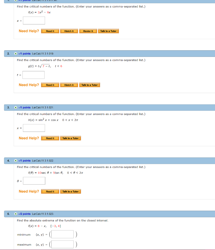 Solved Find the critical numbers of the function. (Enter | Chegg.com