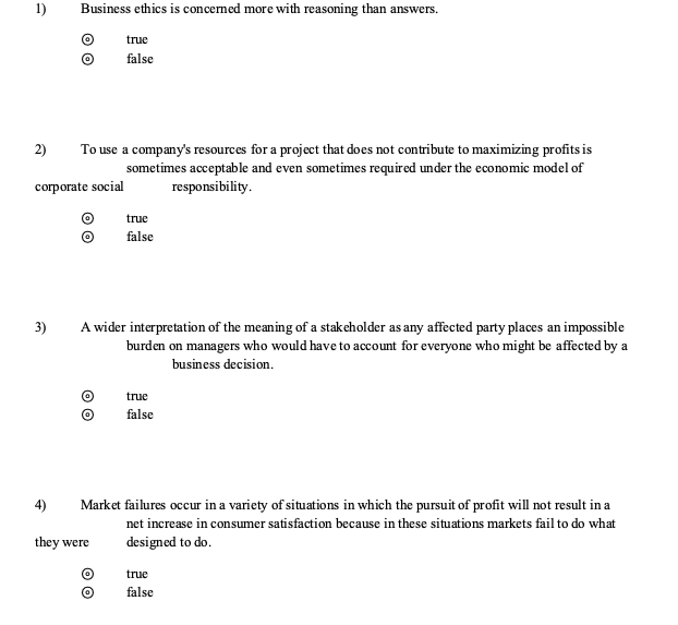 Solved 1) Business ethics is concerned more with reasoning | Chegg.com