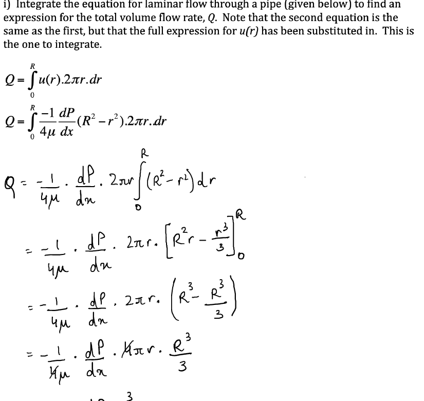 Solved The volume flow rate Q in a circular pipe of radius R | Chegg.com