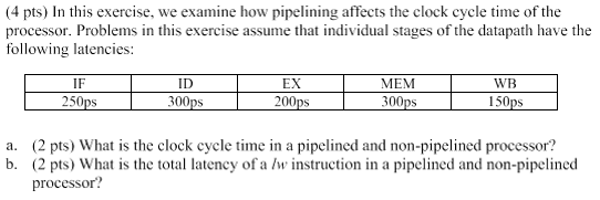 Solved (4 pts) In this exercise, we examine how pipelining | Chegg.com